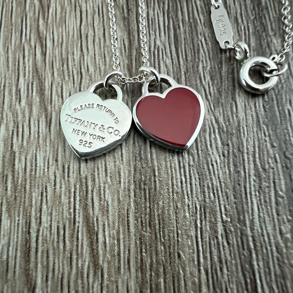 Tiffany & Co. | Jewelry | Tiffany Co Mini Rtt Red Enamel Double Heart ...